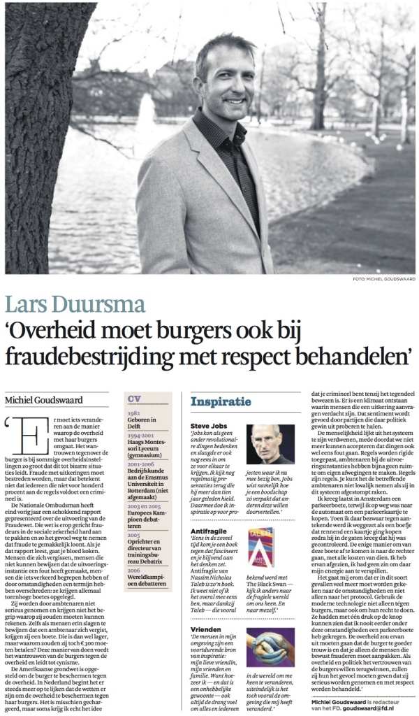 Interview FD: behandel burgers niet als criminelen — LarsDuursma.nl